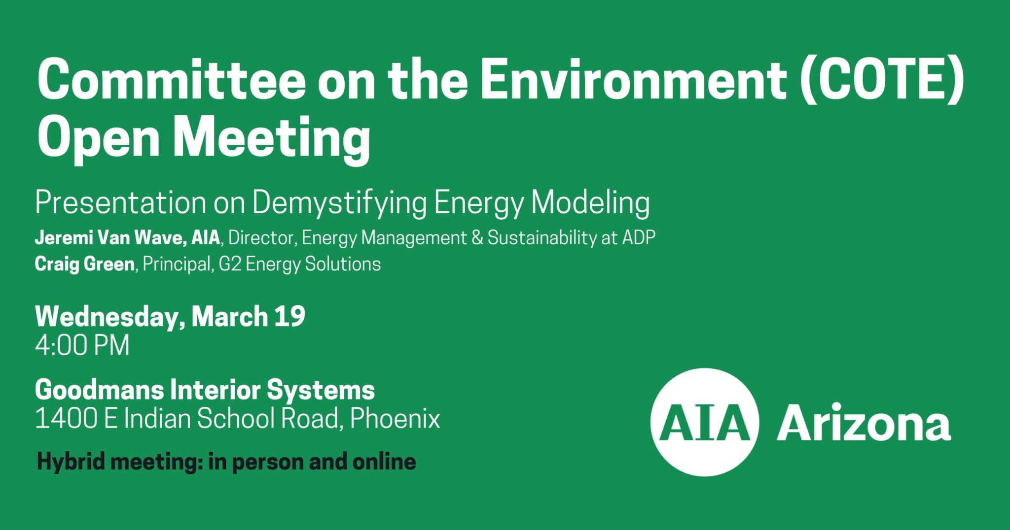 Committee on the Environment (COTE) Open Meeting - AIA Arizona